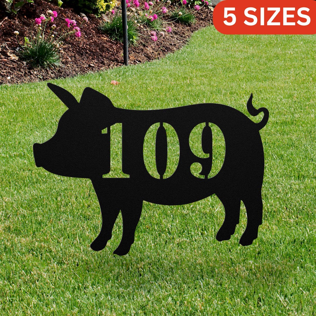 Pig Address House Sign, Pig Metal Address Steel Yard Sign, Pig Statue ...
