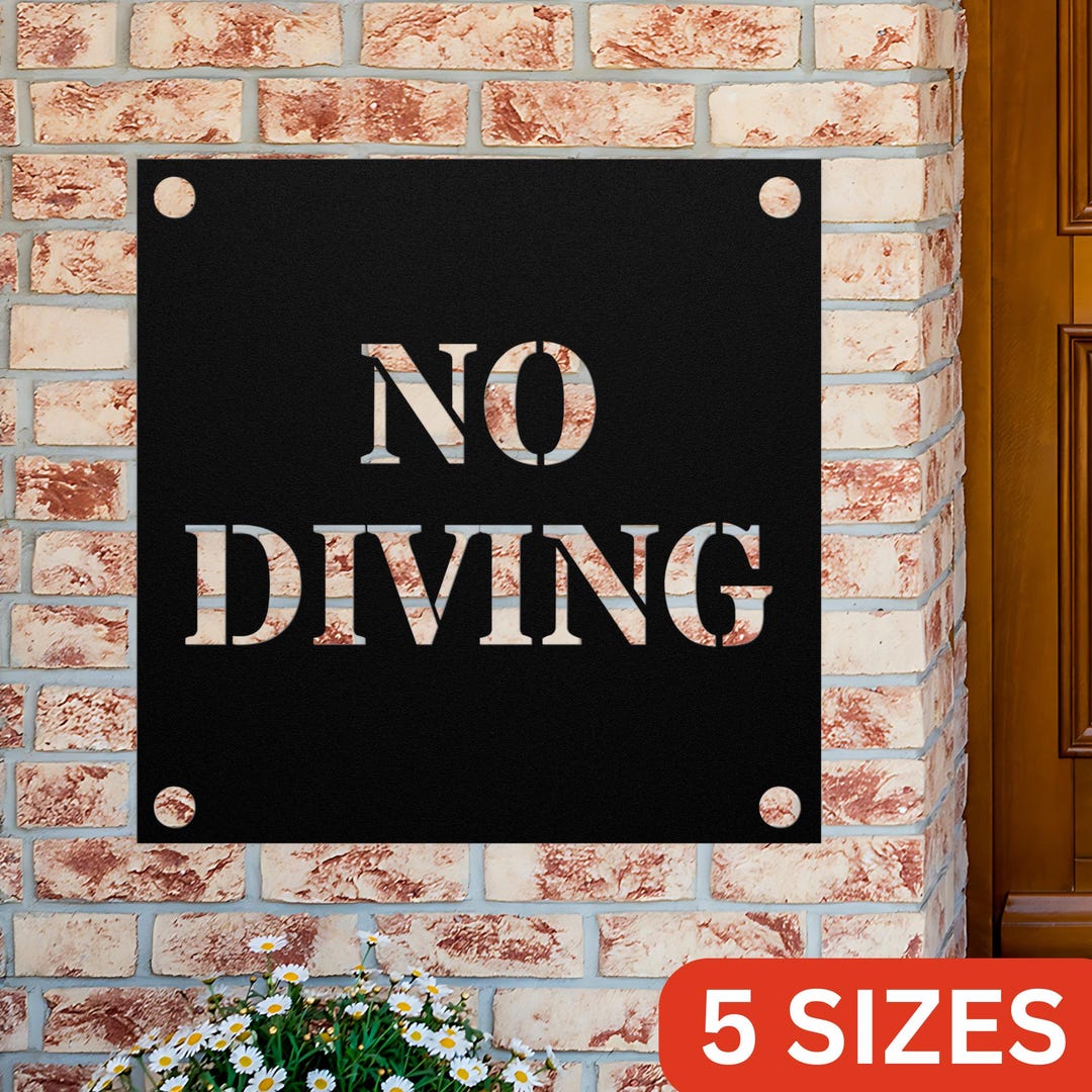 No Diving Sign, Funny Swimming Pool Rustic Custom Metal Sign, Street ...
