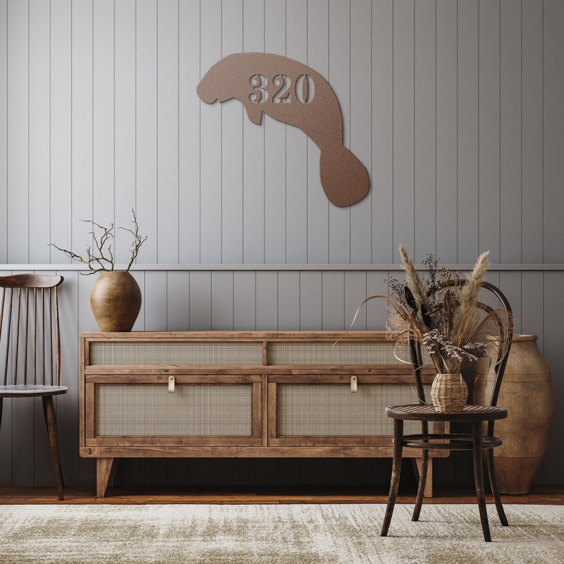 Personalized Manatee Address House Number Sign Metal Wall Art, Custom ...