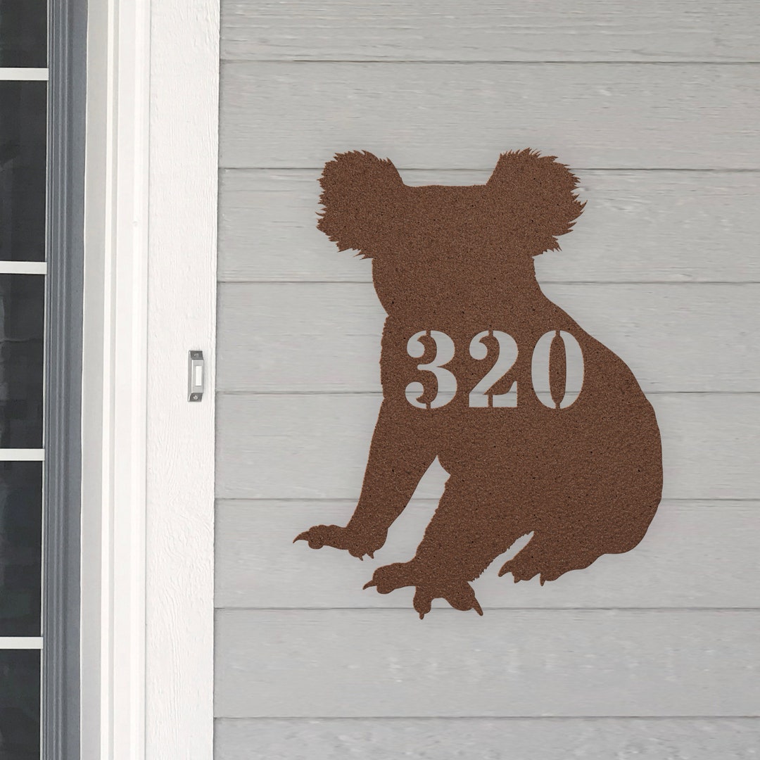 Personalized Koala Address House Number Sign Koala Metal Wall Art ...