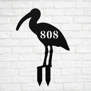 Ibis House Number Sign Yard Address Plaque Garden Lawn Stake Metal Last ...