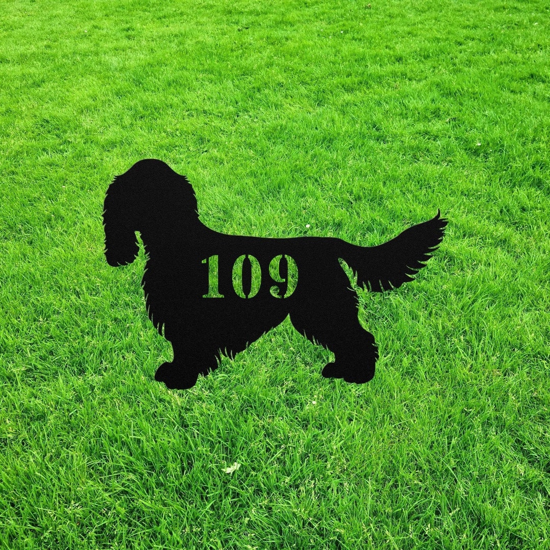 English Springer Spaniel House Number Sign Yard Address Plaque Garden ...