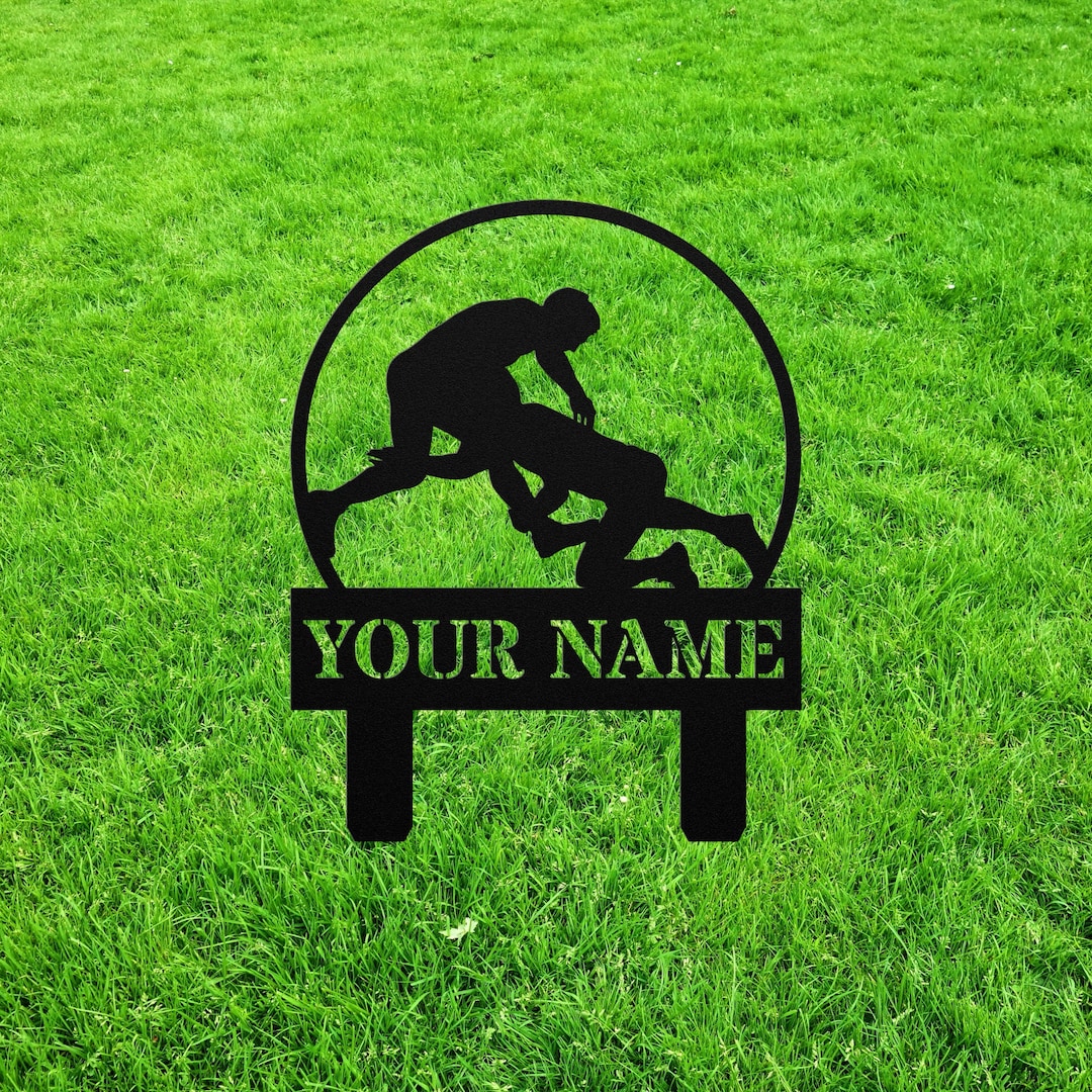 Custom Wrestling Yard Sign Stake, Personalized Wrestling Metal Monogram ...