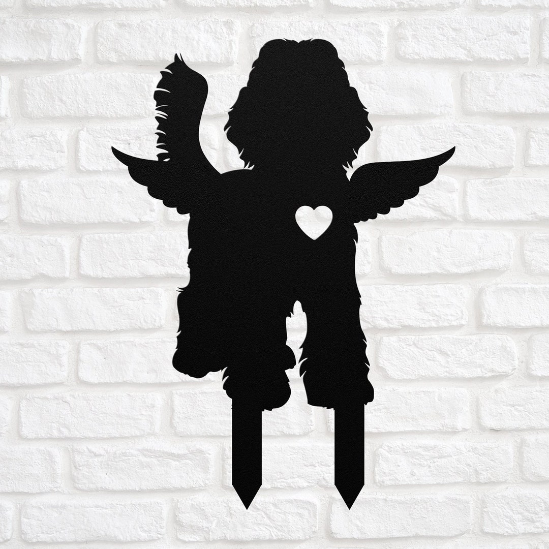 Labradoodle Angel Wings Garden Statue Stake, Custom Labradoodle Outdoor ...