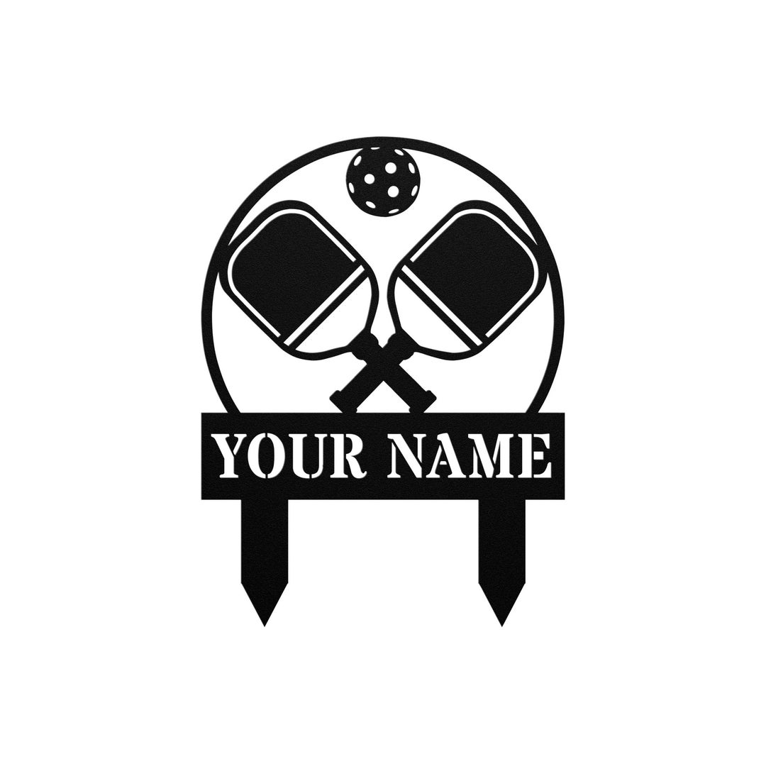 Pickleball Metal Yard Art Address Sign, Metal Custom Pickleball Sign ...