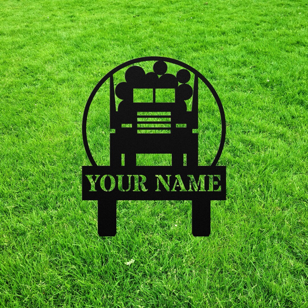 Custom Log Truck Yard Sign Stake, Personalized Log Truck Metal Monogram ...