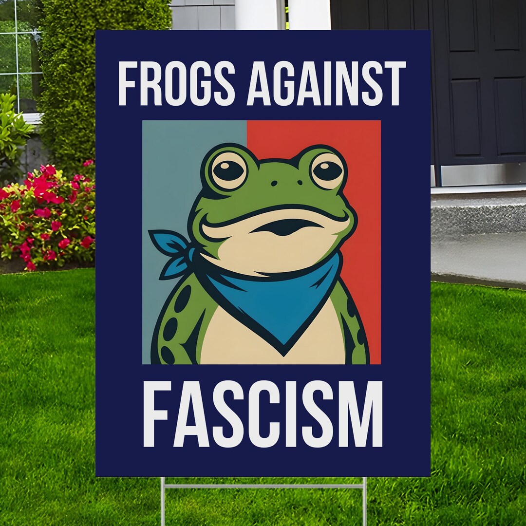 Frogs Against Fascism Portland Frog No Kings Protest Yard Sign, Anti ...