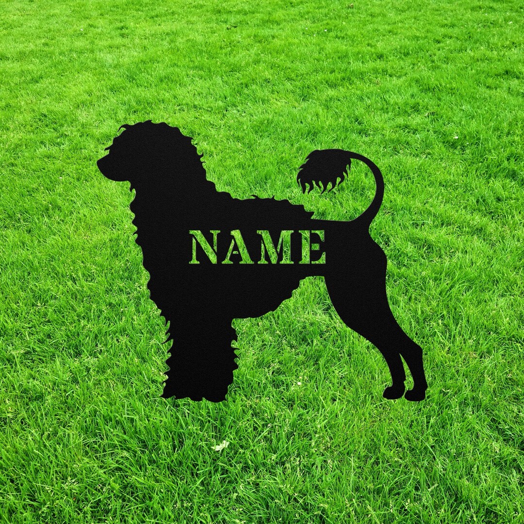 Personalized Portuguese Water Dog Yard Statue Stake, Custom Dog Outdoor ...