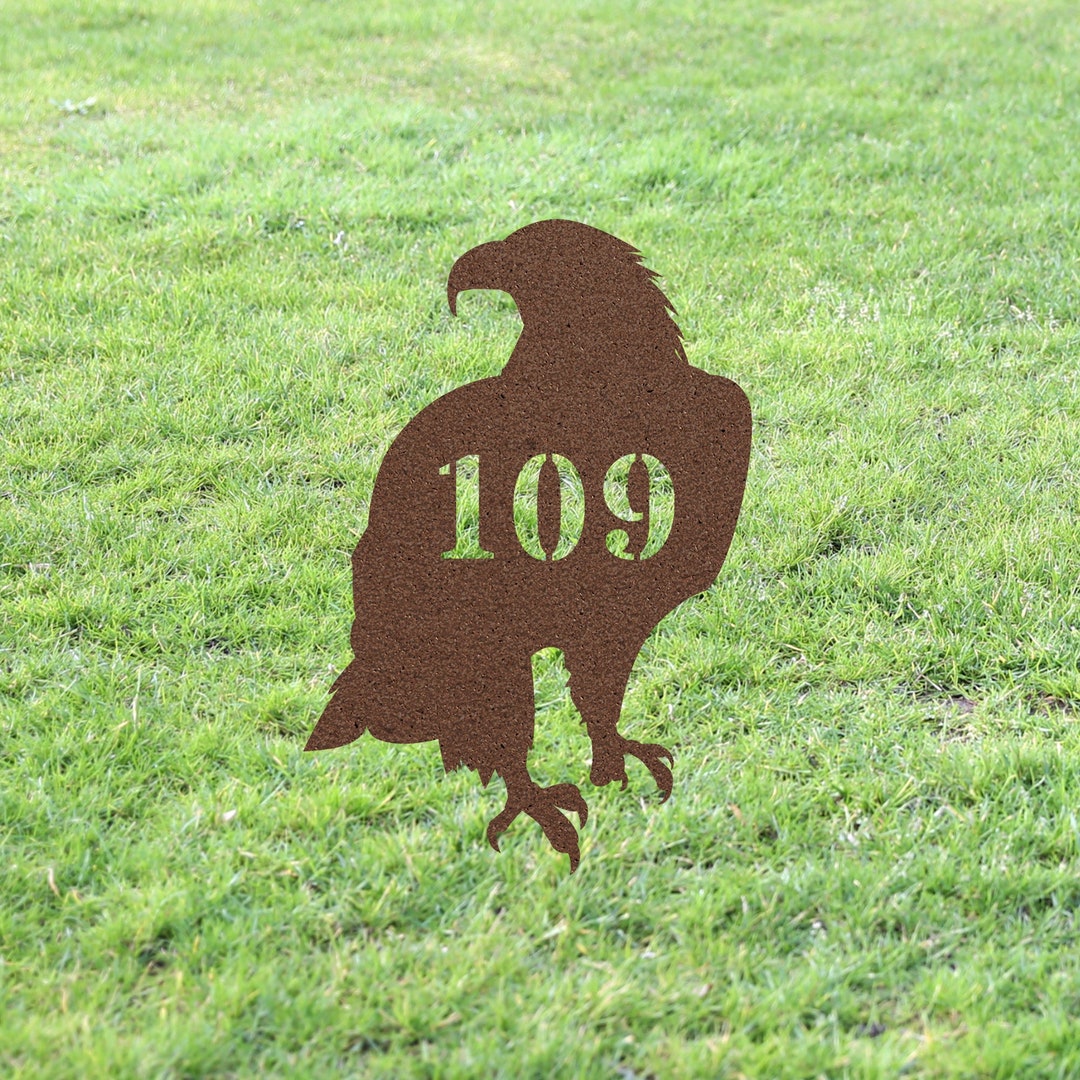 Bald Eagle House Number Sign Yard Address Plaque Garden Lawn Stake ...
