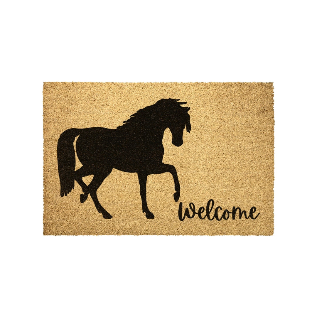 Horse Trotting Coir Doormat Outdoor Rug Door Mat Decor Housewarming ...