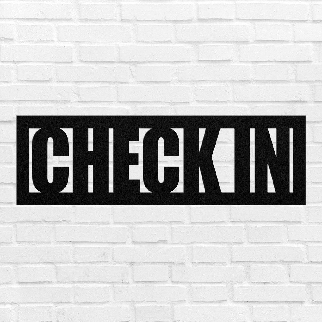 Check in Metal Sign Word Wall Art - Check in Script Word Art Decor Gift ...