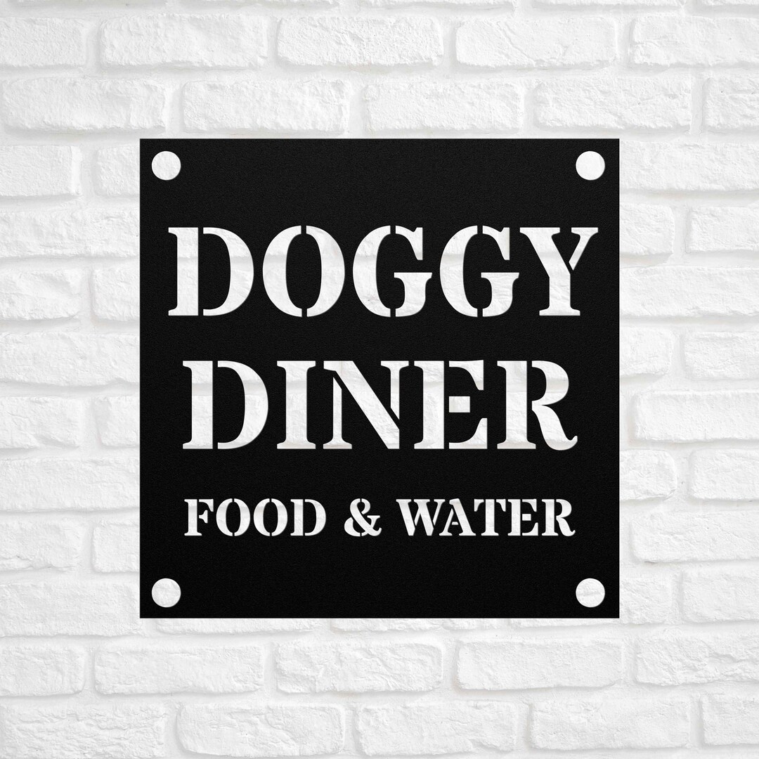 Doggy Diner Food and Water Funny Dog Metal Sign, Farmhouse Wall Decor ...