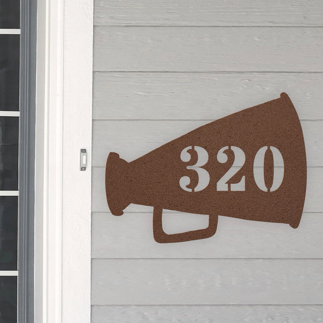 Personalized Cheerleader Megaphone Address House Number Sign Metal Wall ...