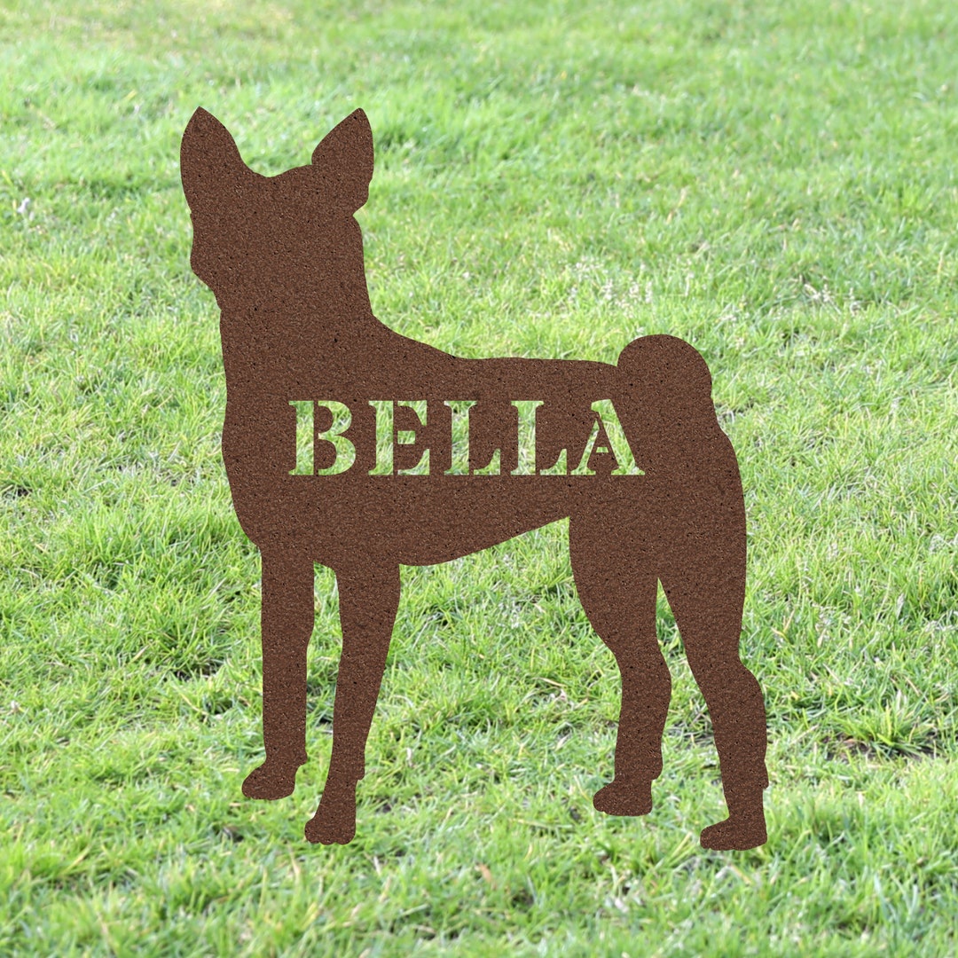 Personalized Basenji Garden Statue Stake, Custom Basenji Outdoor Yard ...