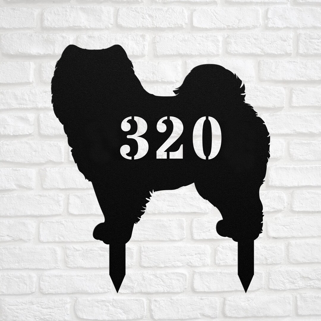 Chow Chow House Number Sign Yard Address Plaque Garden Lawn Stake Metal ...