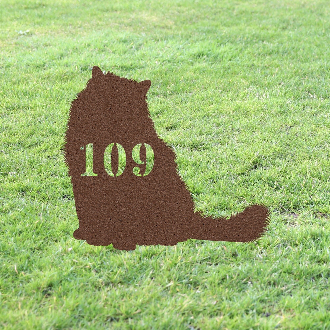 Ragdoll House Number Sign Yard Address Plaque Garden Lawn Stake Metal ...