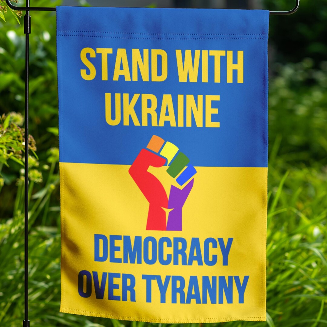 Stand With Ukraine Democracy Over Tyranny Garden Flag Peace for Ukraine ...