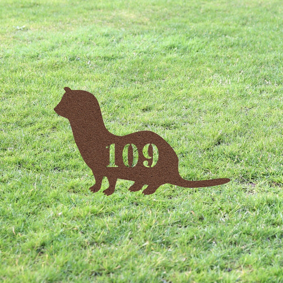 Ermine House Number Sign Yard Address Plaque Garden Lawn Stake Metal ...