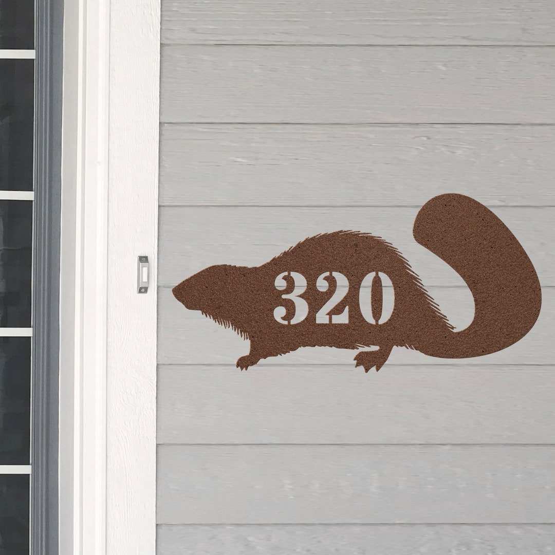 Personalized Beaver Address House Number Sign Metal Wall Art, Custom ...