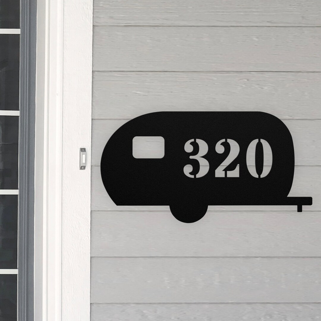 Personalized Vintage Camper Address House Number Sign Metal Wall Art ...