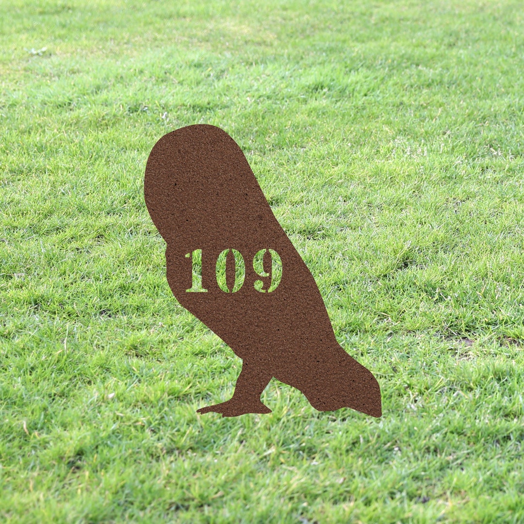Barred Owl House Number Sign Yard Address Plaque Garden Lawn Stake ...