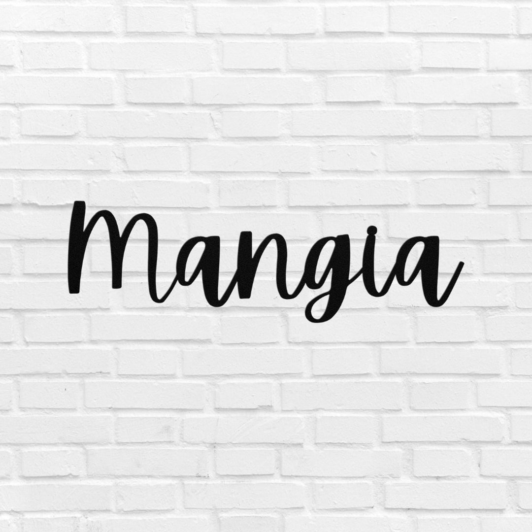 Mangia Metal Sign Word Wall Art - Mangia Script Word Art Decor Gift ...
