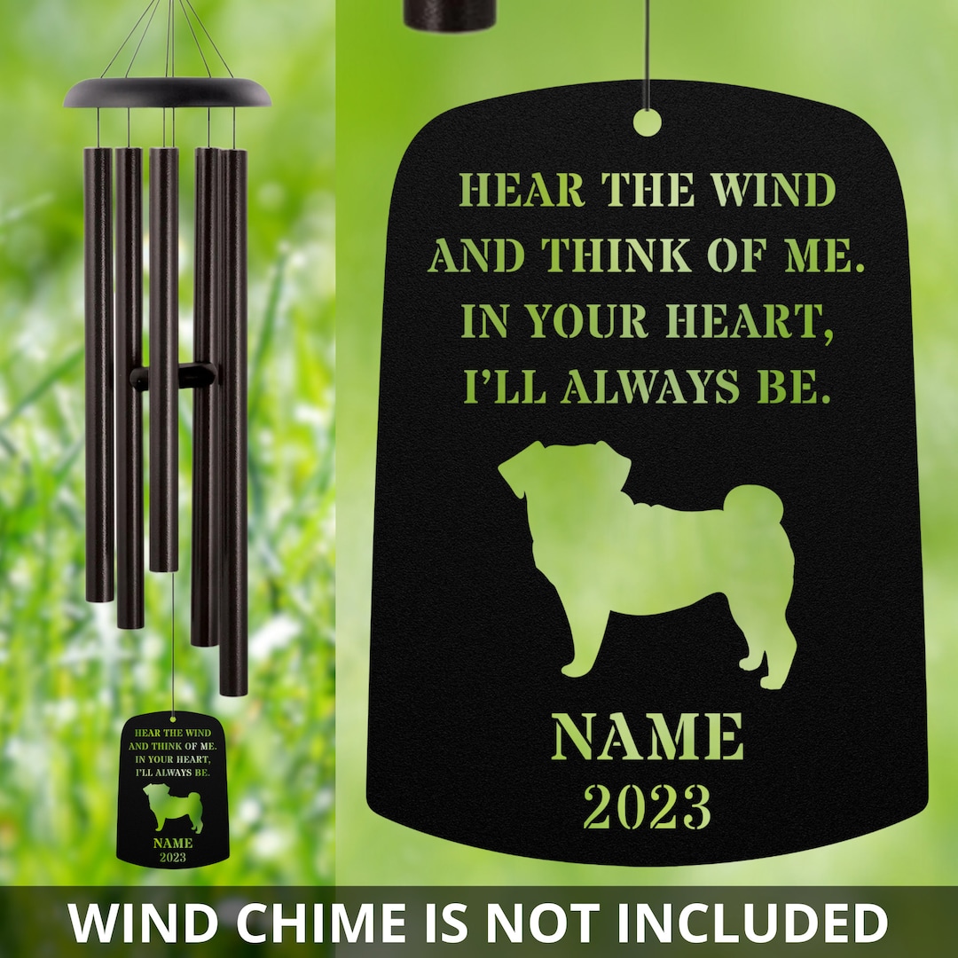 Pug Wind Chime Sail Pug Memorial Pug Loss Gift Sympathy Bereavement ...
