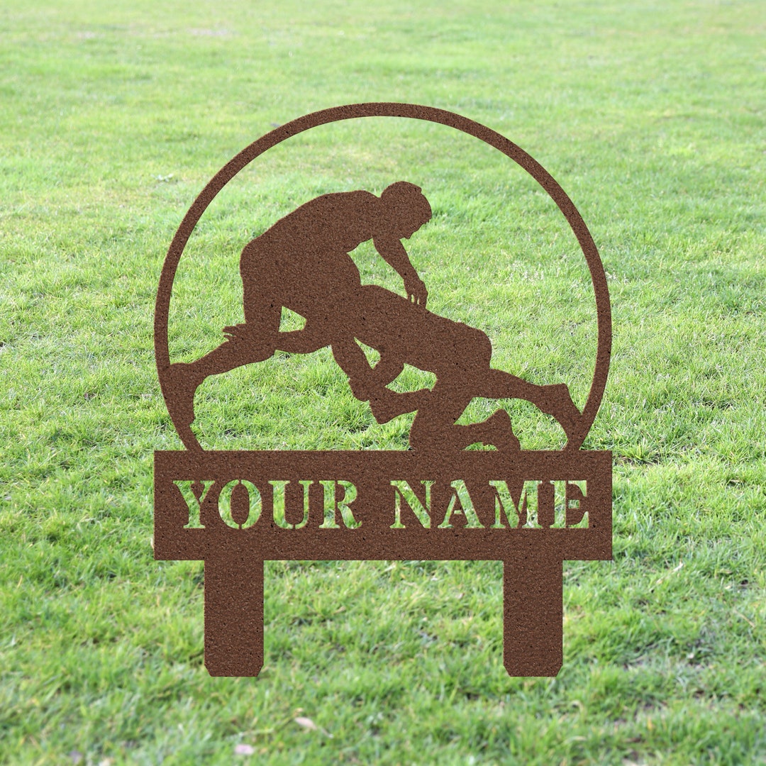 Custom Wrestling Yard Sign Stake, Personalized Wrestling Metal Monogram ...