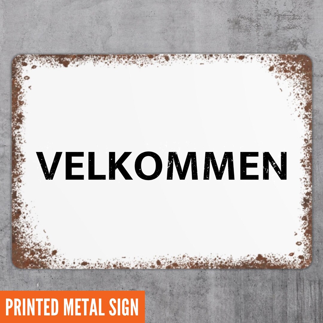 Danish Welcome Metal Sign Plaque Front Door Wreath Front Door Decor ...