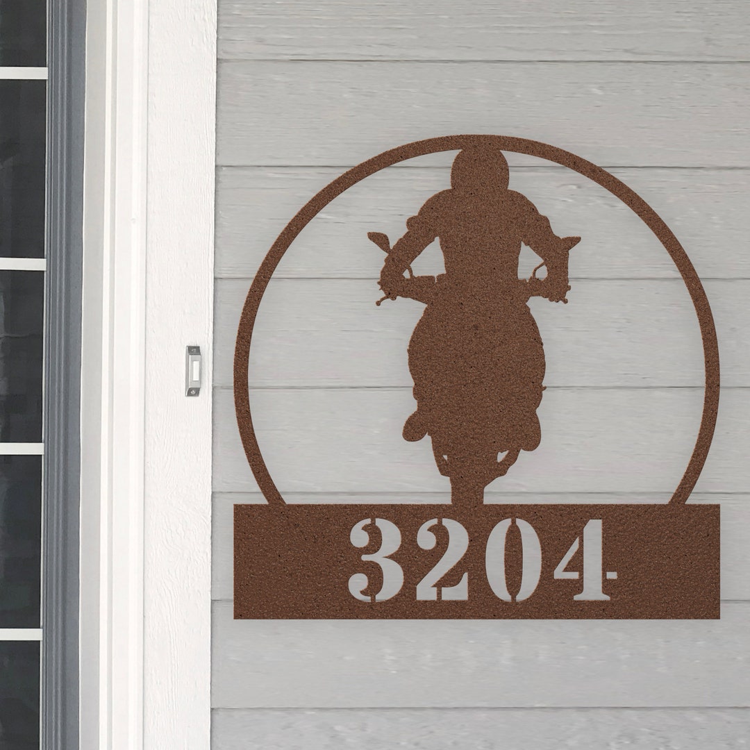Personalized Motorcycle Address House Number Biker Sign Metal Wall Art ...