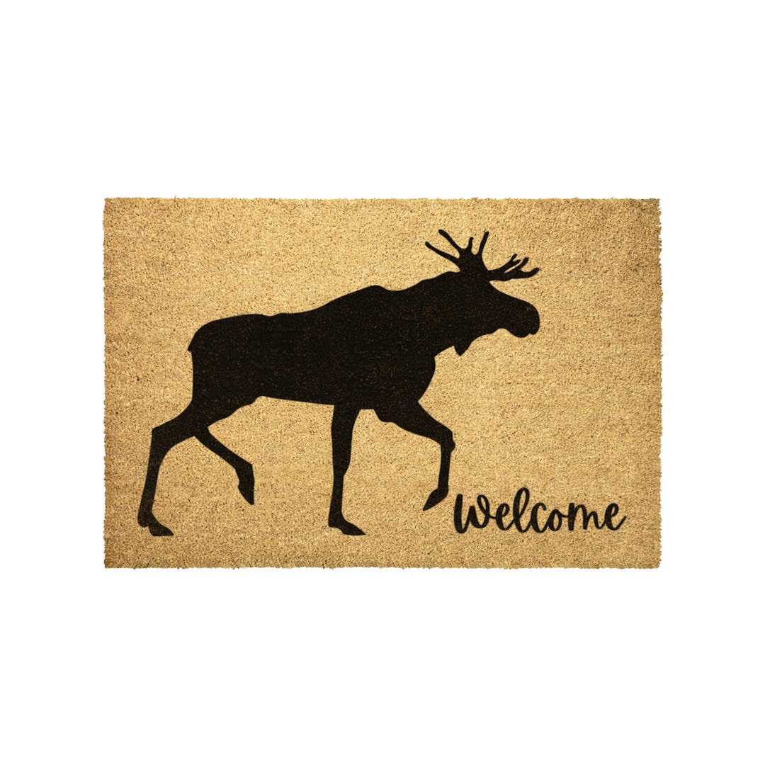 Moose Coir Doormat Outdoor Rug Door Mat Decor Housewarming Home Summer ...