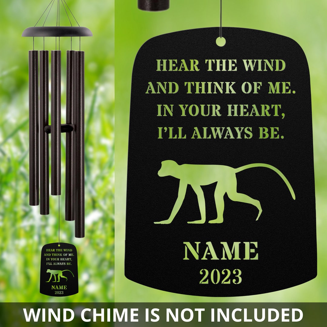 Monkey Wind Chime Sail Monkey Memorial Monkey Loss Gift Sympathy ...