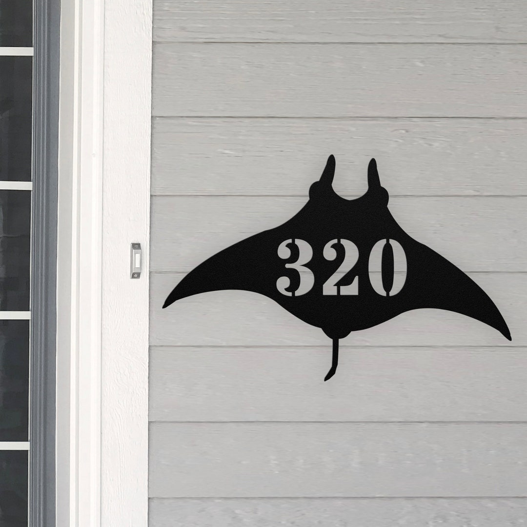Personalized Manta Ray Address House Number Sign Ocean Metal Wall Art ...