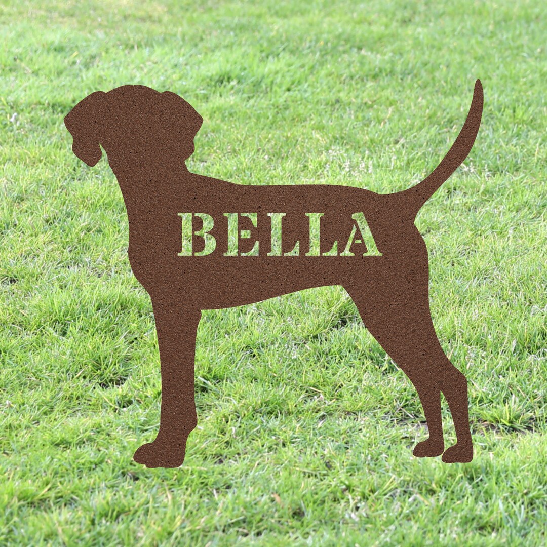 Personalized Coonhound Statue Stake, Custom Coonhound Dog Outdoor Yard ...