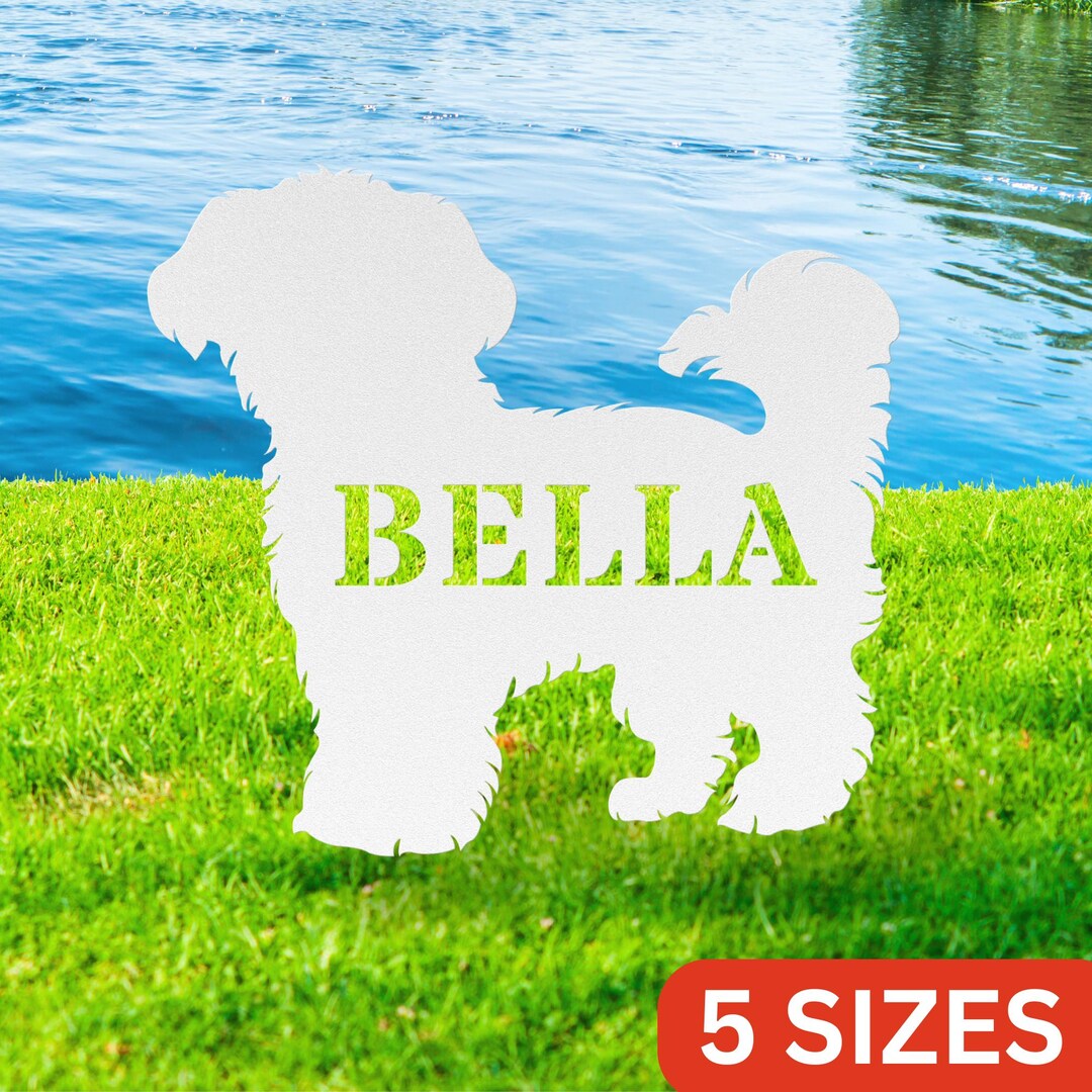 White Maltese Statue Stake, Custom Maltese Dog Outdoor Yard Art Decor ...
