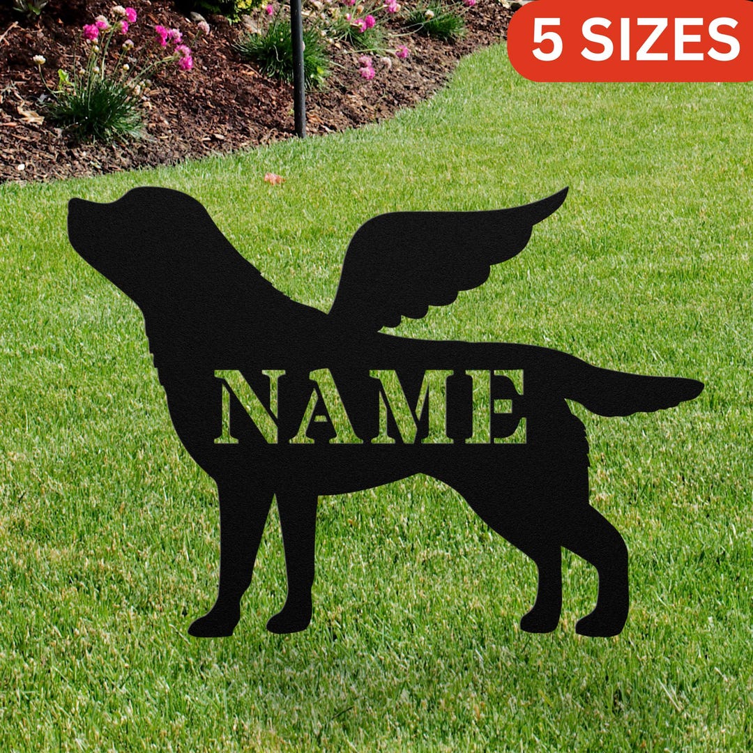Labrador Angel Wings Black Lab Angel Statue Figurine for Garden Stone ...