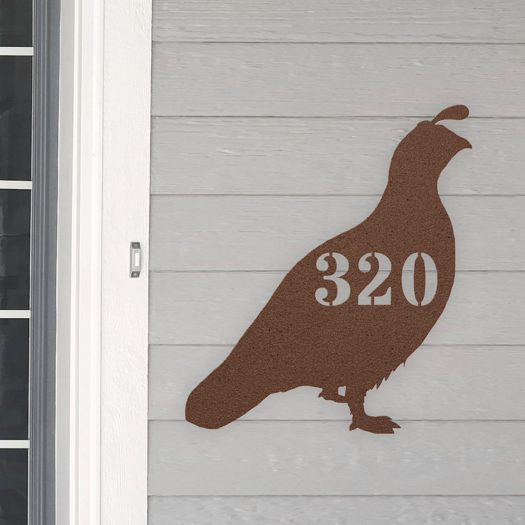 Personalized Quail Address House Number Sign Metal Wall Art, Custom ...