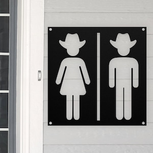 Cowboy Cowgirl Bathroom Metal Sign, Western Restroom Decor - Etsy