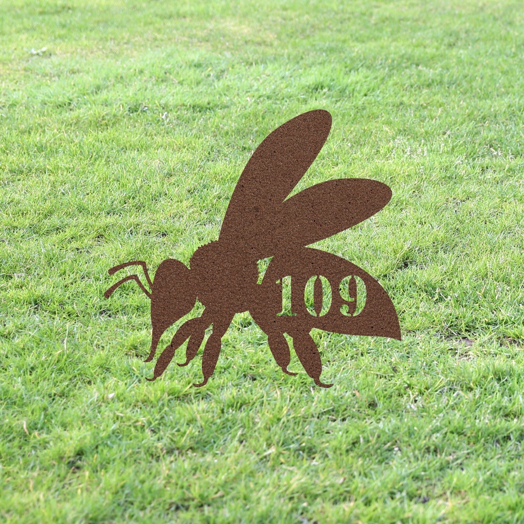 Hornet House Number Sign Yard Address Plaque Garden Lawn Stake Metal ...