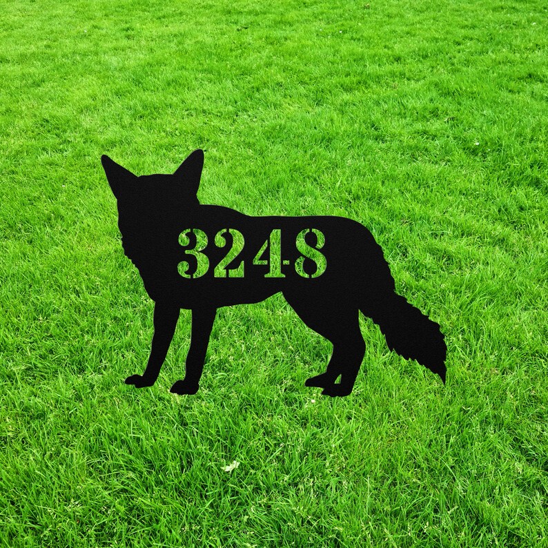 Coyote Address House Sign, Coyote Metal Address Steel Yard Sign, Statue ...