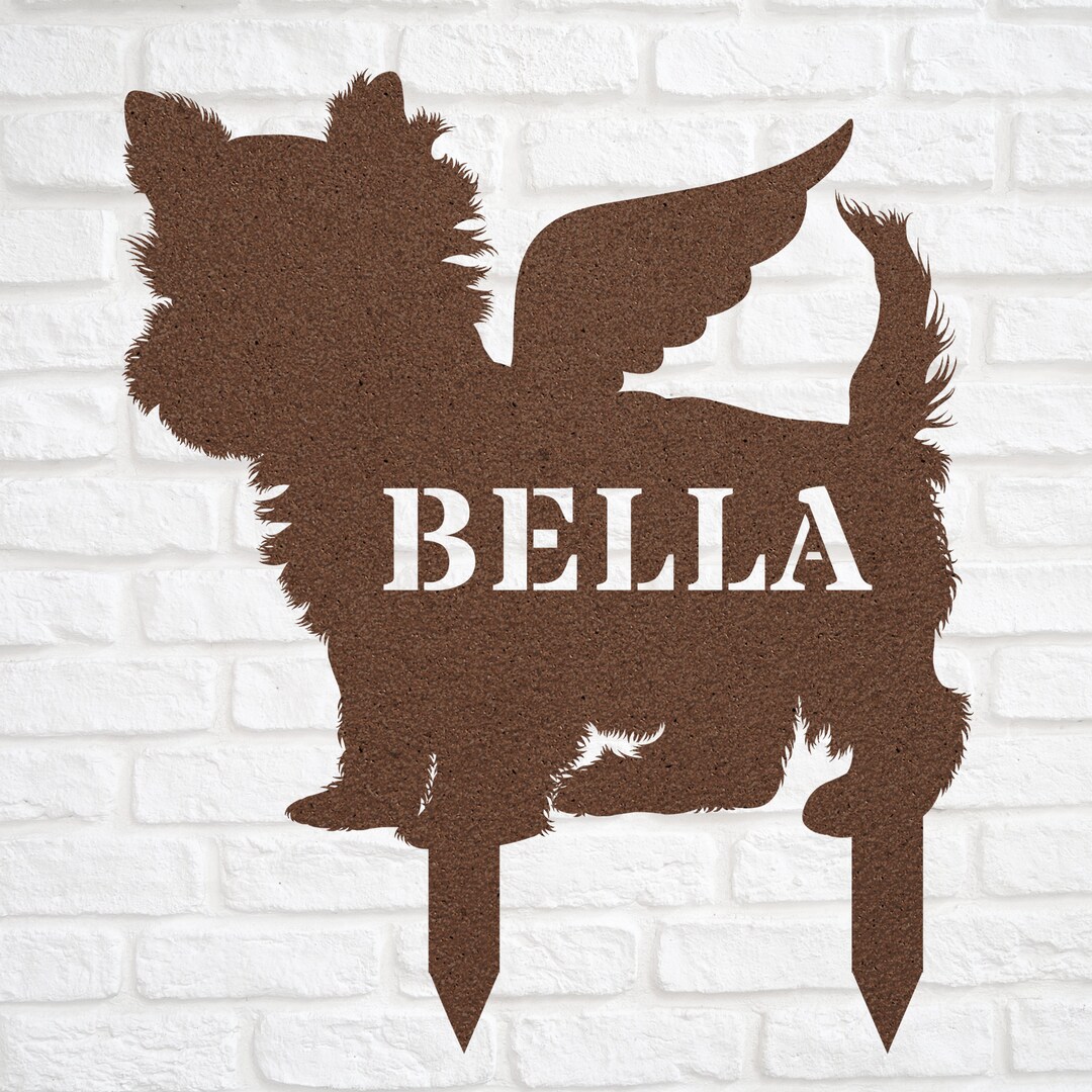 Yorkie Poo Angel Wings Statue Figurine for Garden Stone Memorial ...