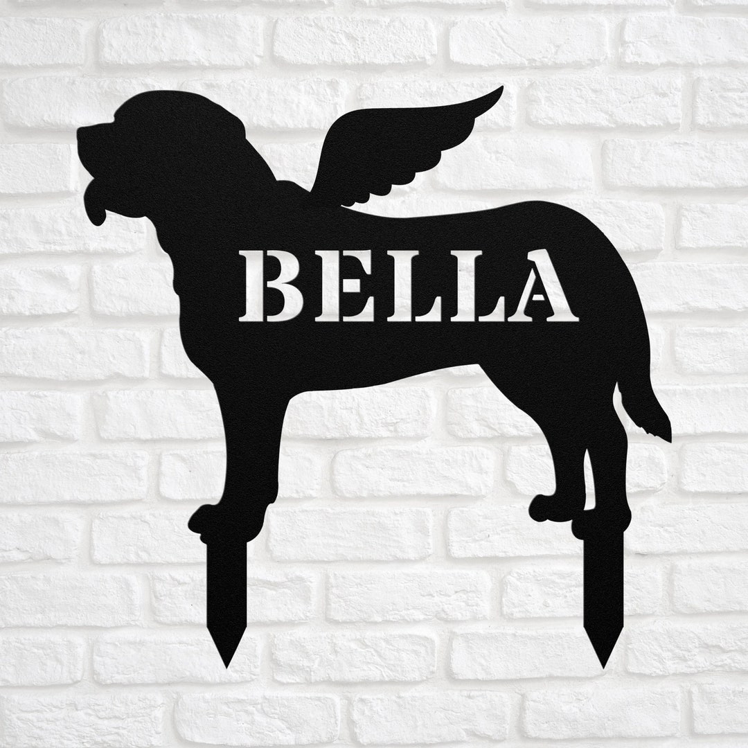 English Mastiff Angel Wings Statue Figurine for Garden Stone Memorial ...