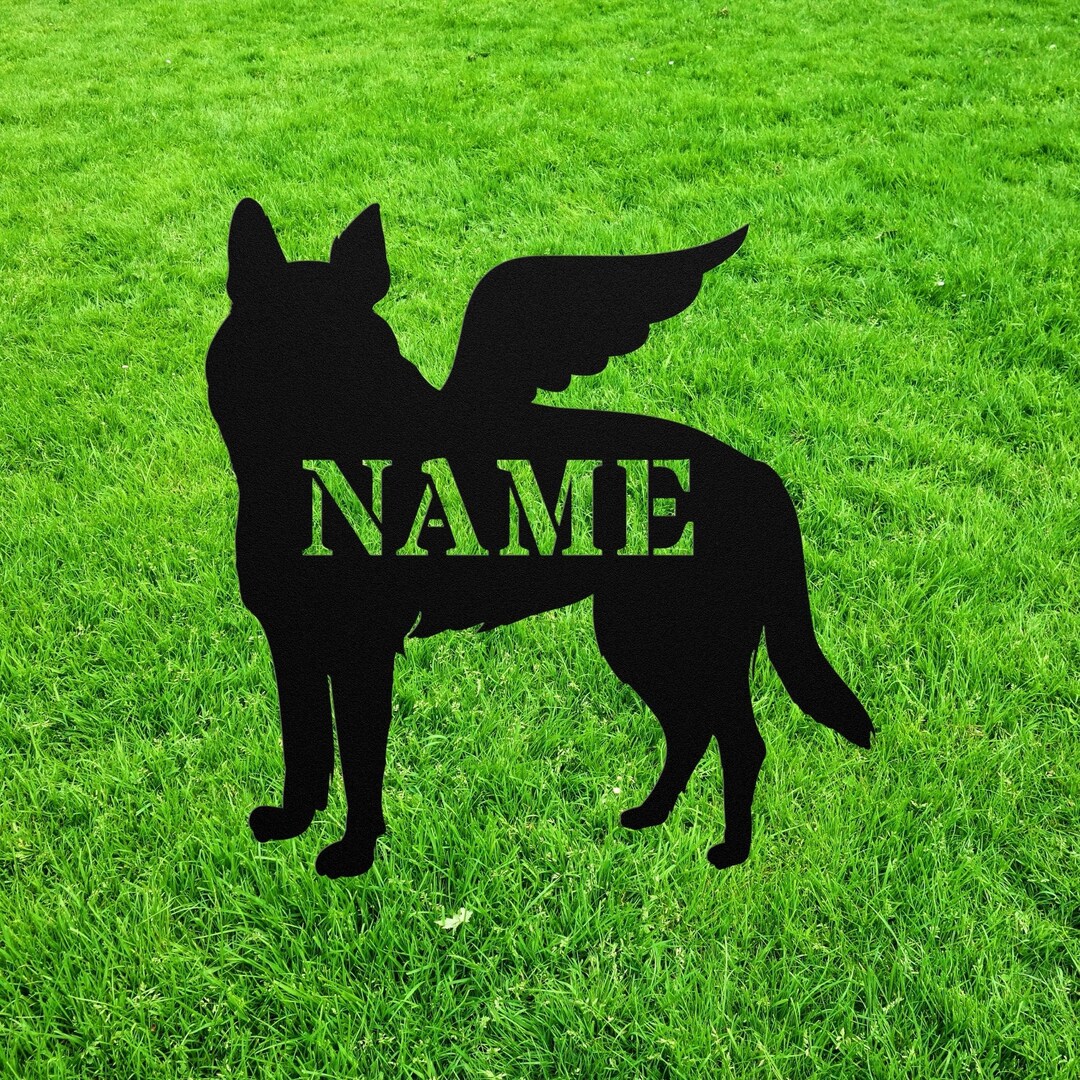 German Shepherd Angel Wings Statue Figurine for Garden Stone Memorial ...