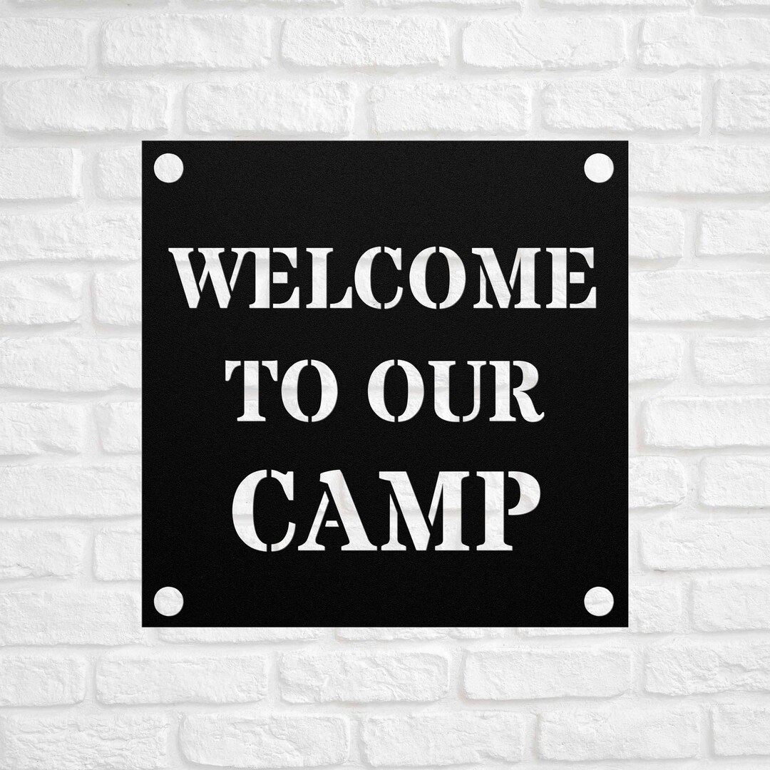 Welcome to Our Camp Metal Sign, Camp Sign Front Decor Porch Door Hanger ...