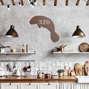 Personalized Manatee Address House Number Sign Metal Wall Art, Custom ...