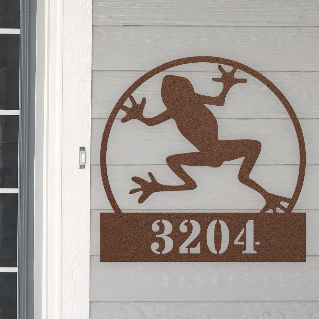 Personalized Tree Frog Address House Number Sign Metal Wall Art, Custom ...