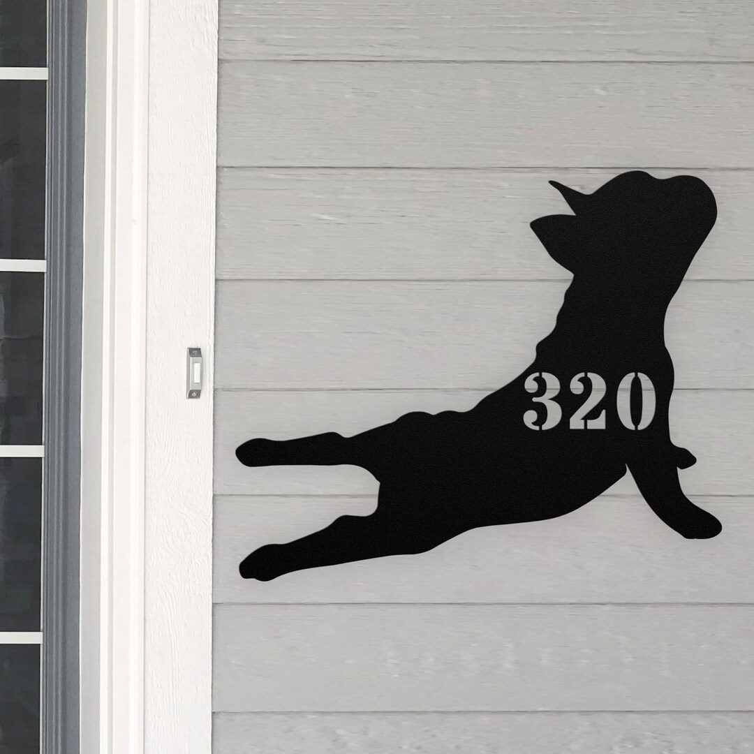 Personalized French Bulldog Yoga Address House Number Frenchie Sign ...