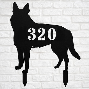 German Shepherd Gsd House Number Sign Yard Address Plaque Garden Lawn ...