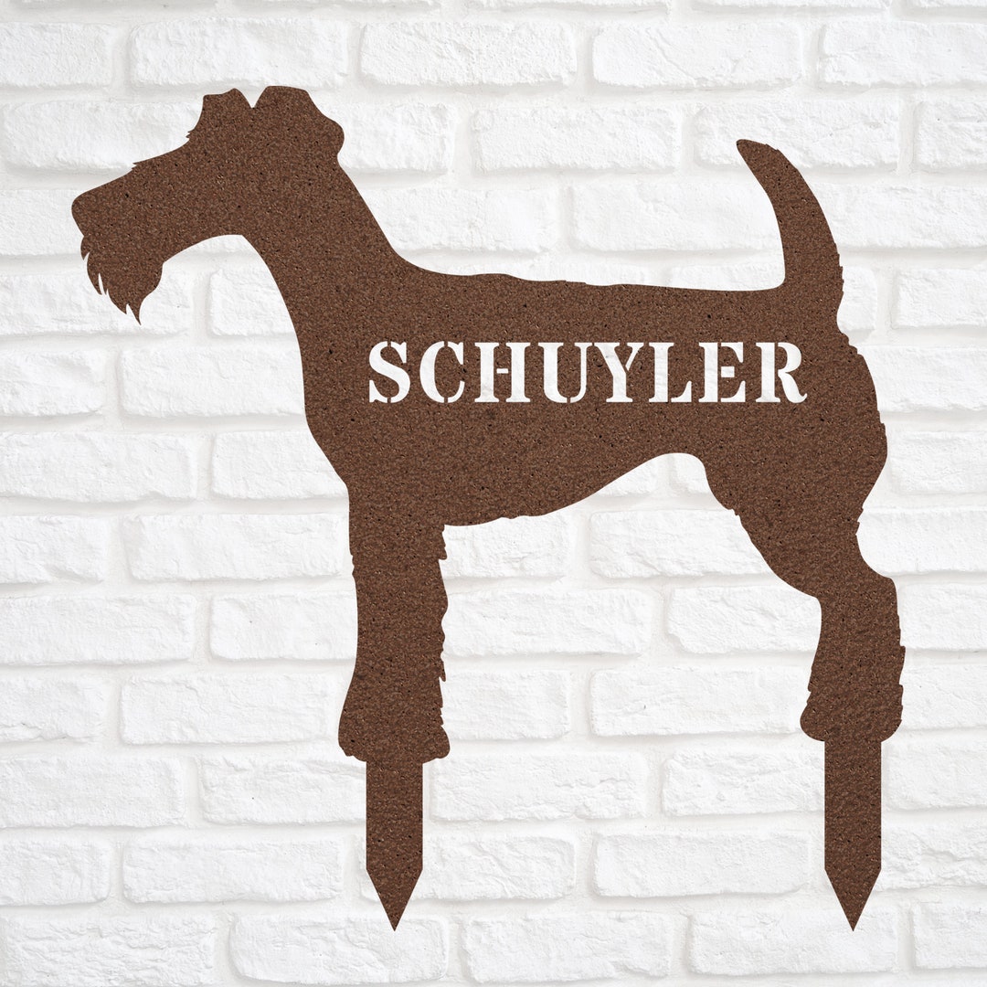 Wire Fox Terrier House Number Sign Yard Address Plaque Garden Lawn ...
