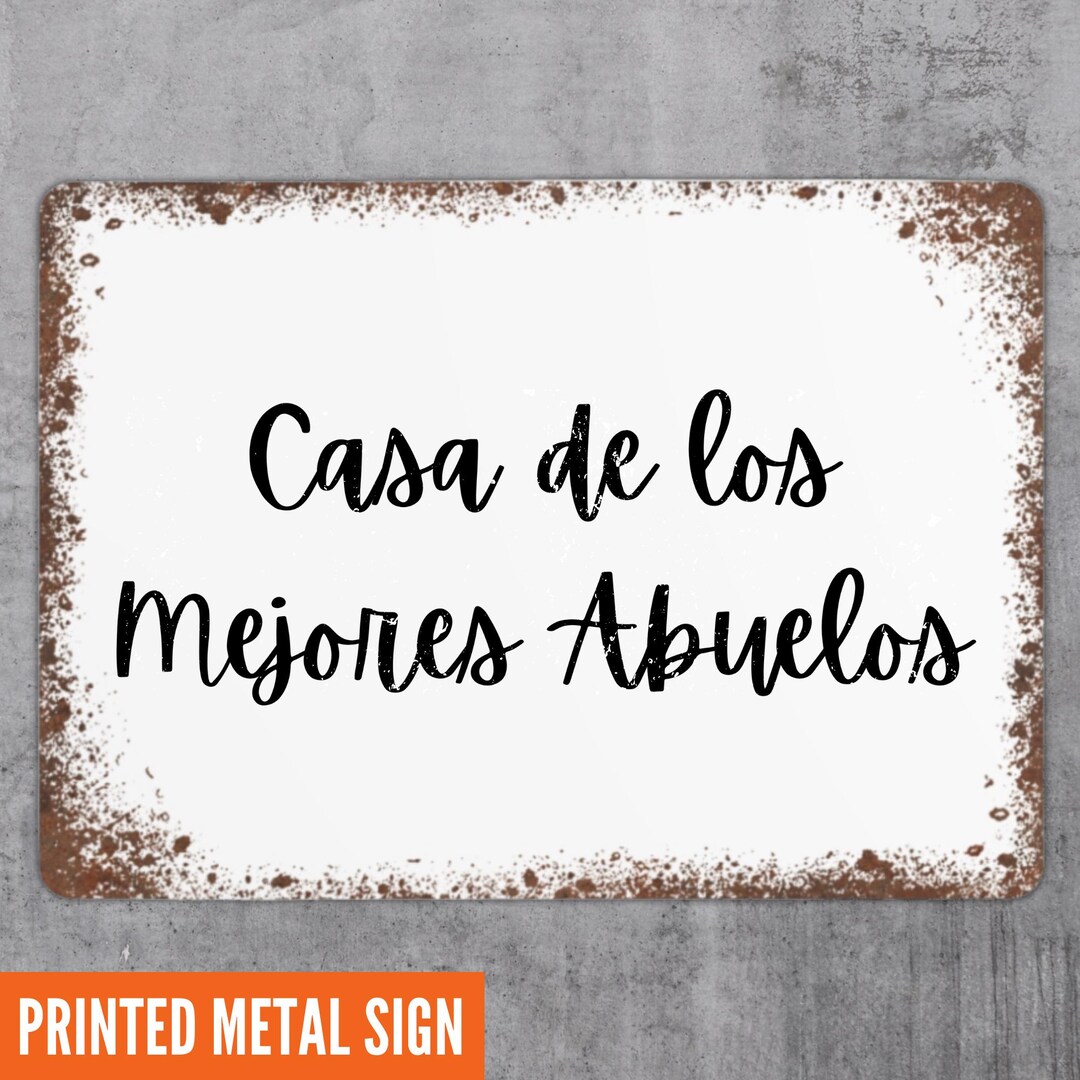 Casa De Los Mejores Abuelos Sign Metal Sign Plaque Front Door Wreath ...
